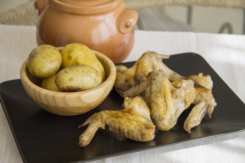Stuffed wings and potato stock image. Image of healthy - 62417157