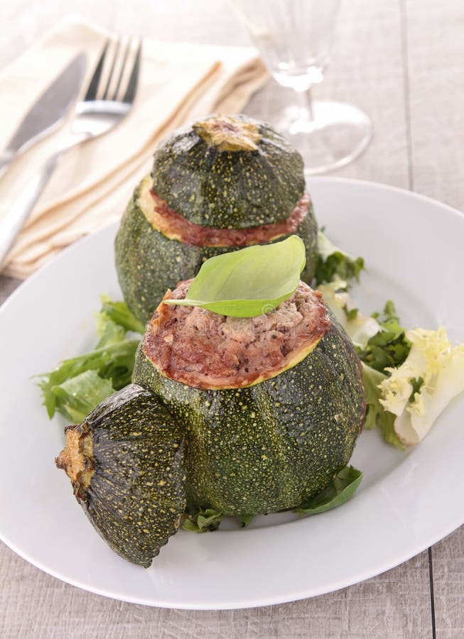 Stuffed zucchini stock photo. Image of dining, cutlery - 25766994