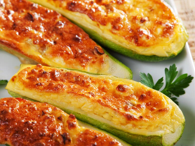Stuffed Zucchini with Cheese Stock Image - Image of baked, brightly ...