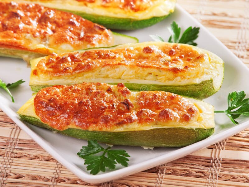 Stuffed Zucchini with Cheese Stock Photo - Image of food, cuisine: 48889530