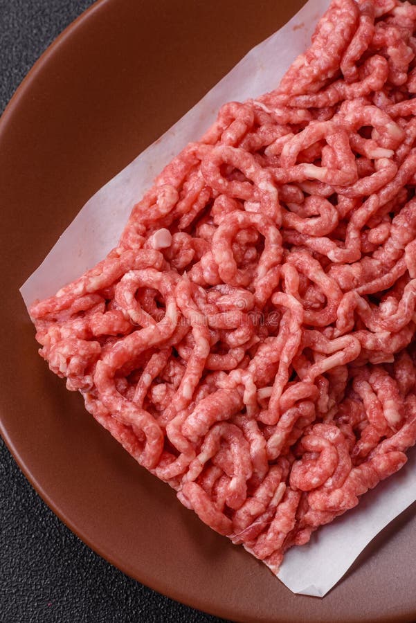 Stuffing or Ground Raw Beef or Pork with Salt and Spices Stock Photo ...