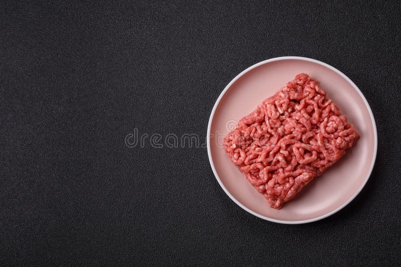 Stuffing or Ground Raw Beef or Pork with Salt and Spices Stock Photo ...