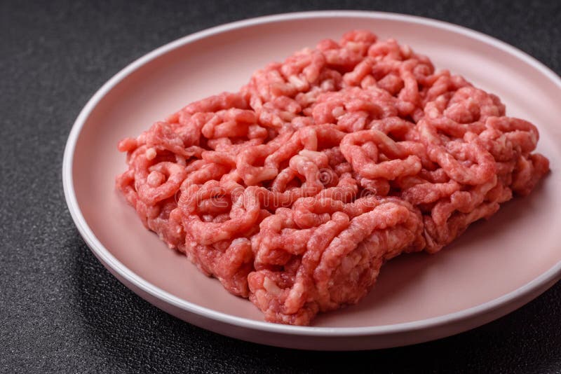 Stuffing or Ground Raw Beef or Pork with Salt and Spices Stock Image ...