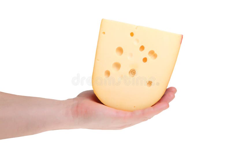 Stuk Van Kaas in Een Menselijke Hand Stock Foto - Image of deel, sectie ...