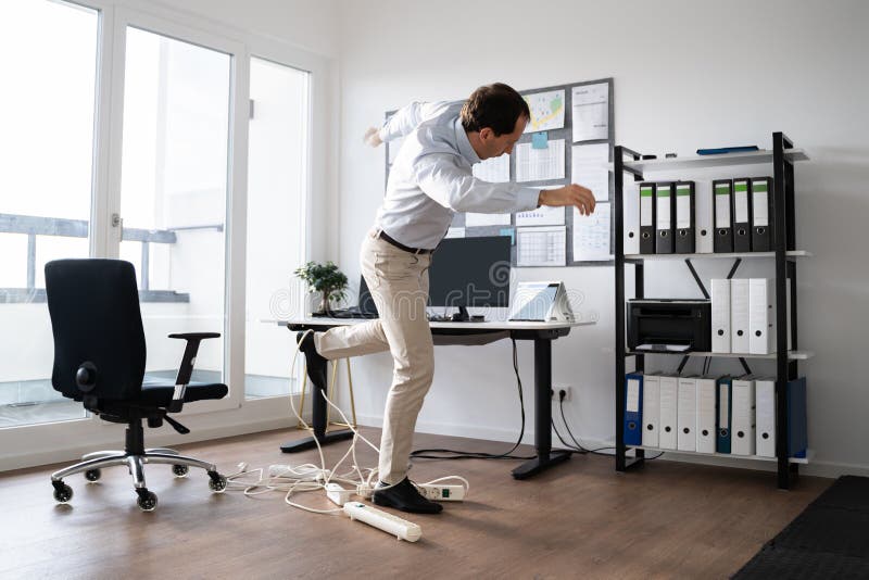 Stumble and Fall Over Wire stock image. Image of compensation - 242190379