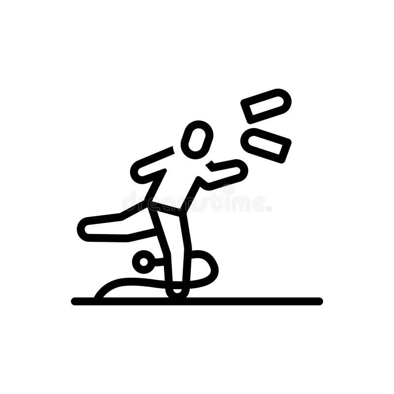 Black Line Icon for Stumble, Impingement and Danger Stock Vector ...