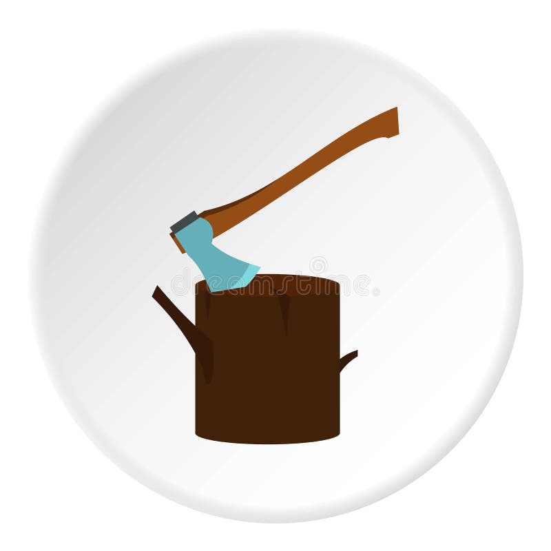 Stump with axe icon circle stock vector. Illustration of design - 95434849