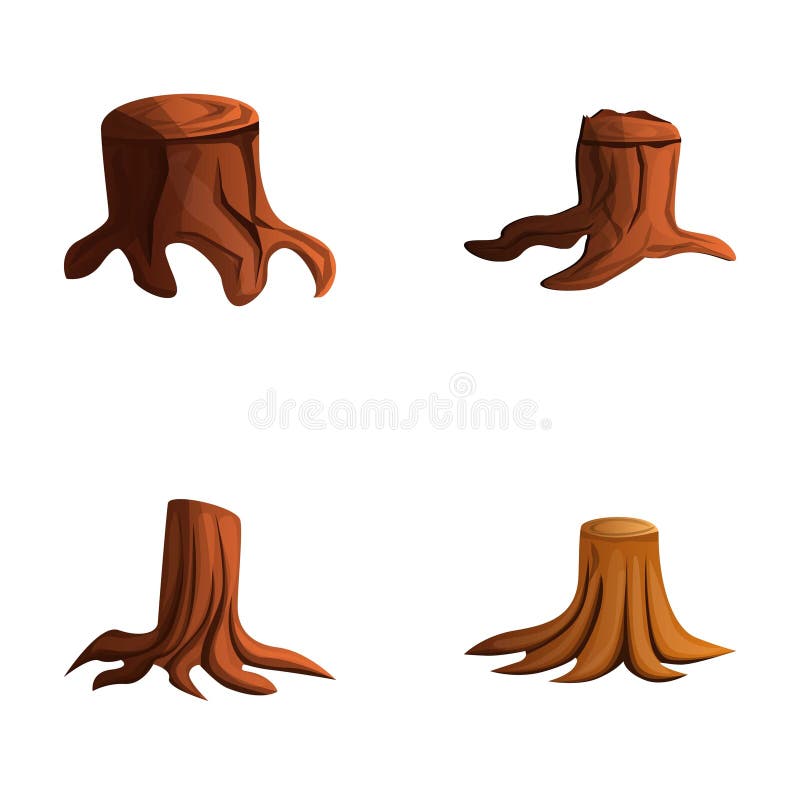 Stump Icons Set Cartoon Vector. Tree Cutting Stock Vector ...