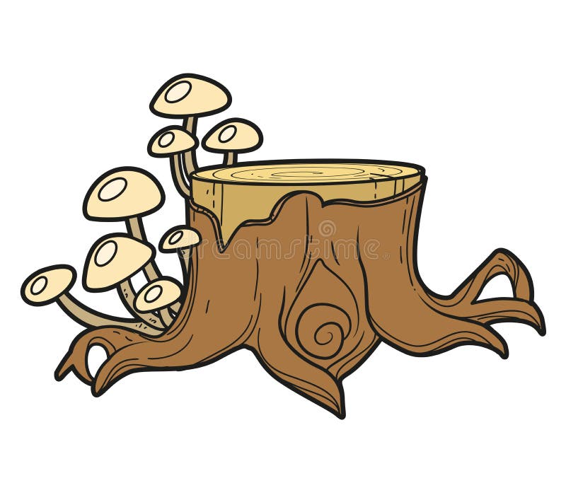Old Low Stump with Toadstools and Moss Color Variation for Coloring ...