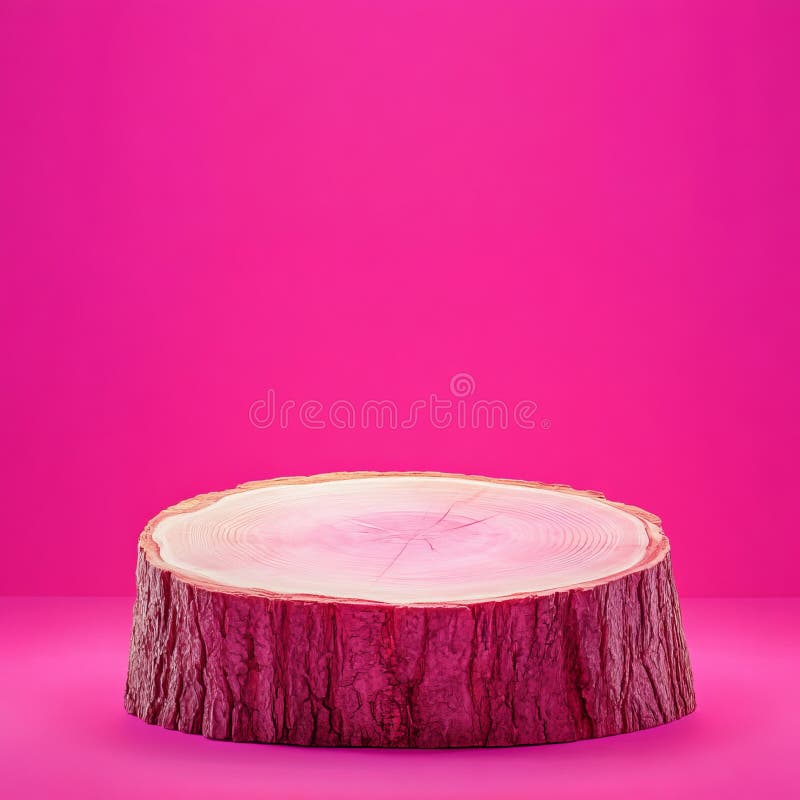 Stump of a Tree on a Pink Background. 3d Rendering Stock Illustration ...