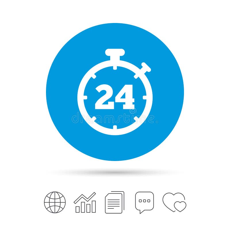 24 Stunden Timer-Zeichenikone Stoppuhrsymbol Vektor Abbildung ...