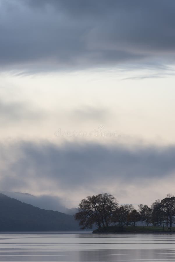 Stuning Autumn Fall Sunrise Landscape Over Coniston Water with Mist and ...