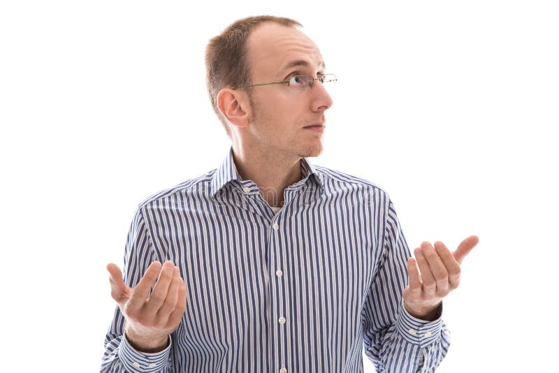 Stunned helpless man stock photo. Image of glasses, look - 35629966
