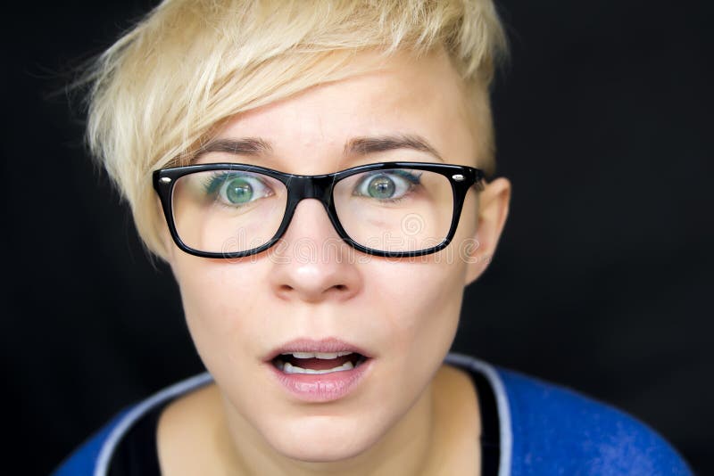 Stunned Woman Take Off Glasses Shocked by Deal Stock Image - Image of ...