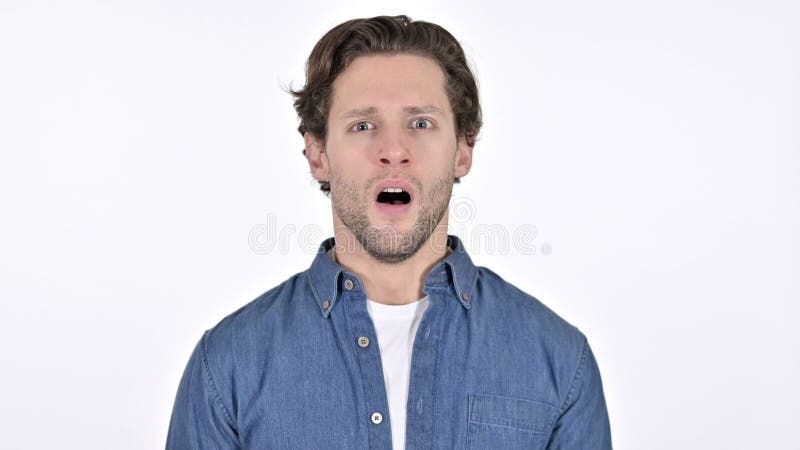 Stunned Young Man Feeling Shocked on White Background Stock Photo ...