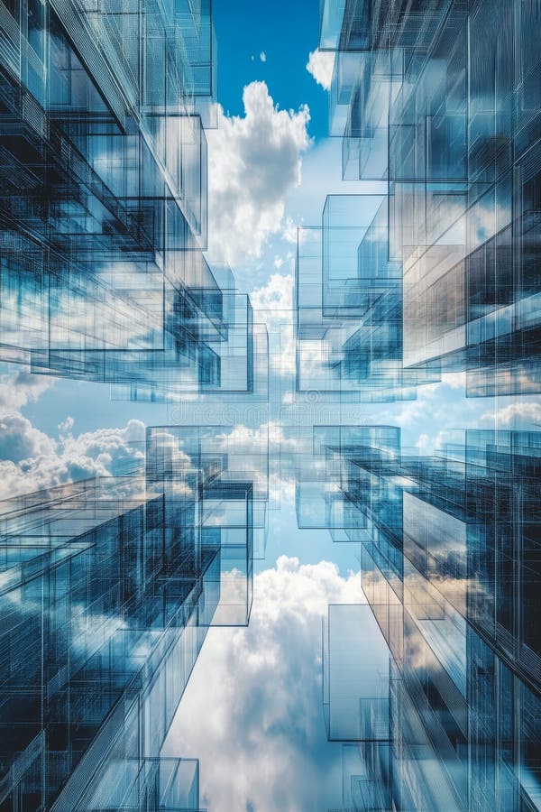 Stunning Abstract Architectural Design with Glass Structures and Sky ...