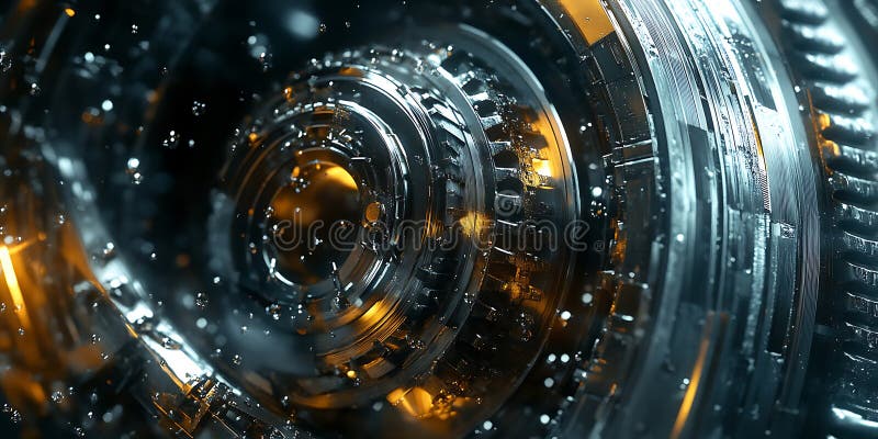 Stunning Abstract Art Glowing Gears and Metallic Textures Stock ...
