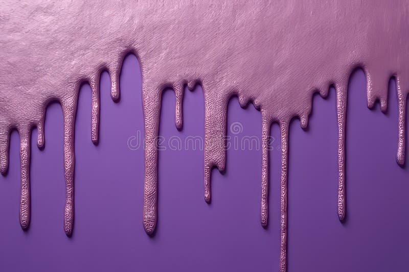 Stunning Abstract Art Metallic Pink Paint Drips on a Deep Purple ...