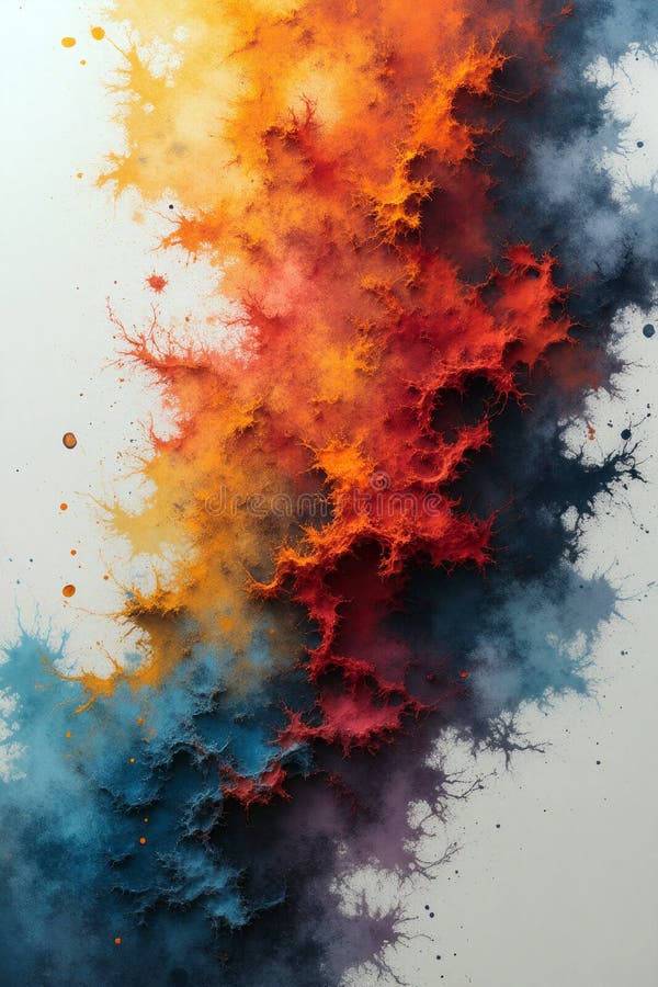 Colorful Abstract Painting Featuring Vibrant Orange, Red, Blue, and ...