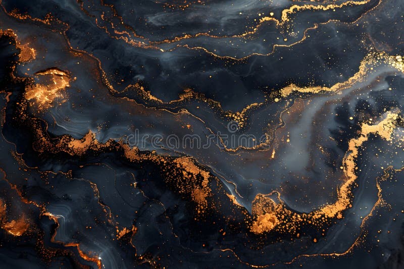 Abstract Gold and Obsidian Art Design Stock Illustration - Illustration ...