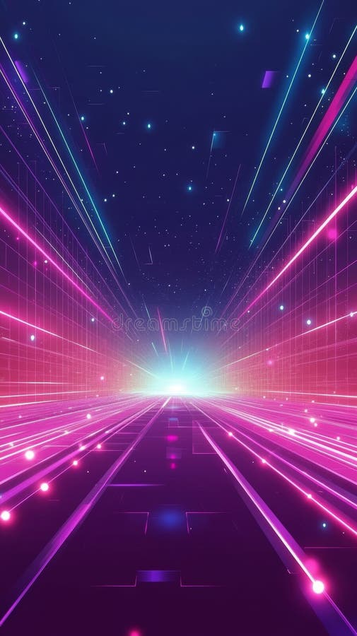 This Artwork Depicts a Futuristic Neon Light Trail that Flows through ...