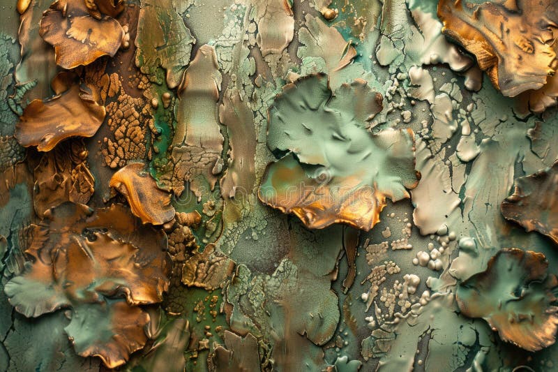 Elegant Turquoise and Copper Painting with Abstract Style and ...