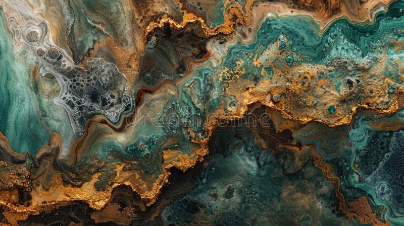 Elegant Turquoise and Copper Painting with Abstract Style and ...