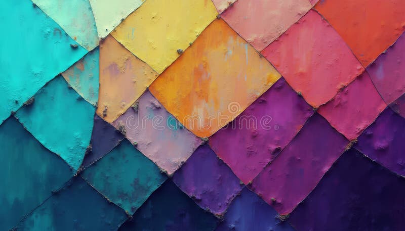 Vibrant Colorful Diamond Pattern Abstract Art Painting Stock ...