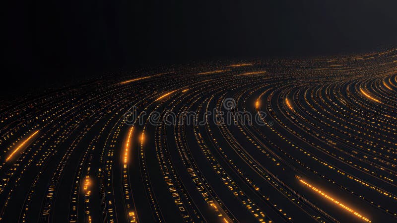 Futuristic Data Flow: Abstract Background with Orange Light Streaks and ...