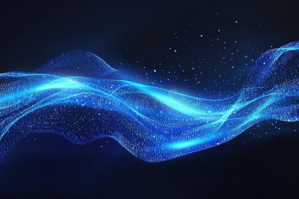 Abstract Blue Binary Code Stream: Digital Data Flow Background for Tech, AI, and Futuristic ...
