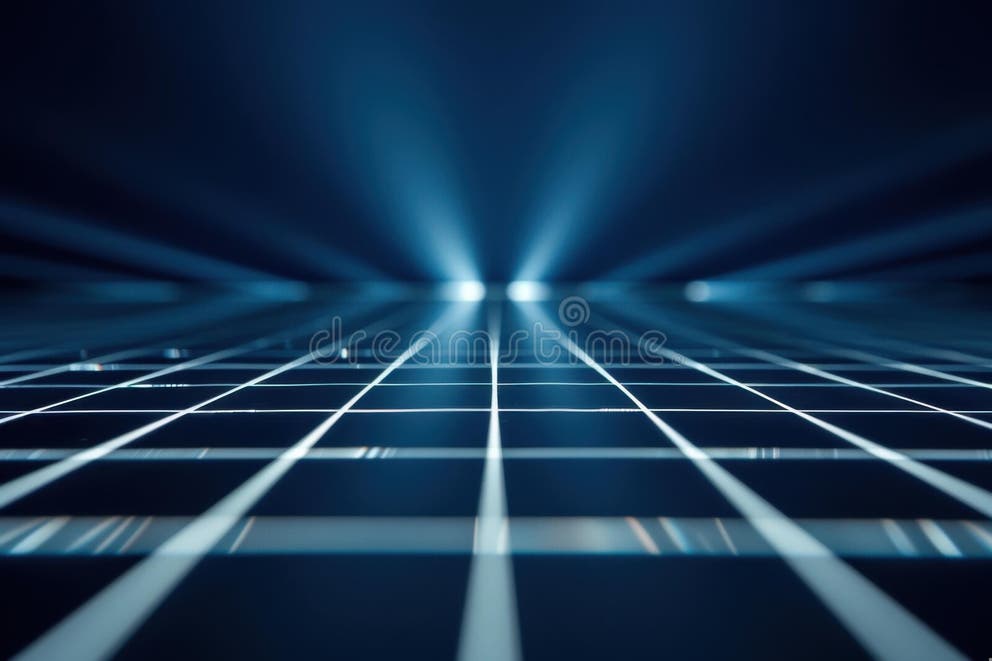 Futuristic Blue Grid Light Beams Technology Innovation Concepts Stock ...