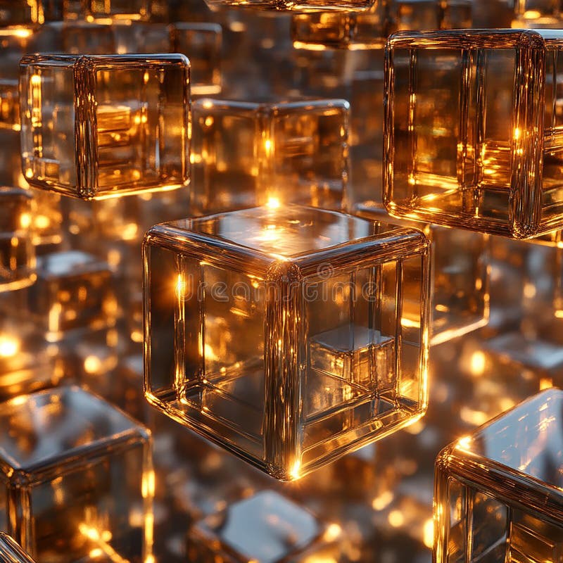 Stunning Abstract Background of Floating Transparent Cubes with Warm ...