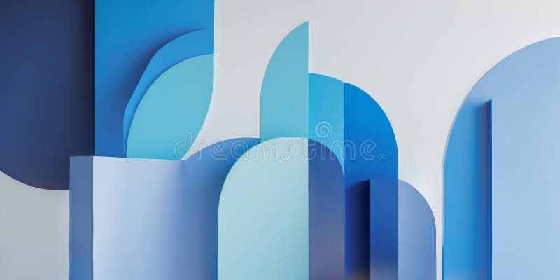 Stunning Abstract Blue Geometric Shapes Digital Art Stock Photo - Image ...