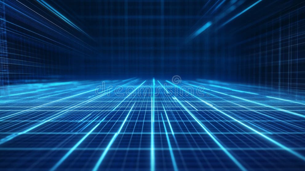 Stunning Abstract Blue Grid Perspective Background with Illuminated ...