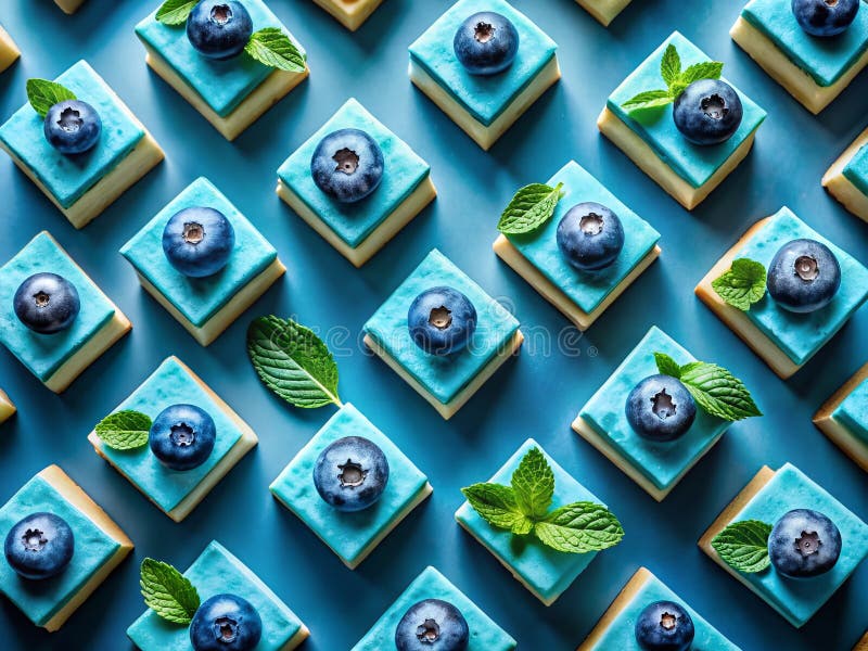 Stunning Abstract Blue Rectangular Food Pattern Background a Culinary ...