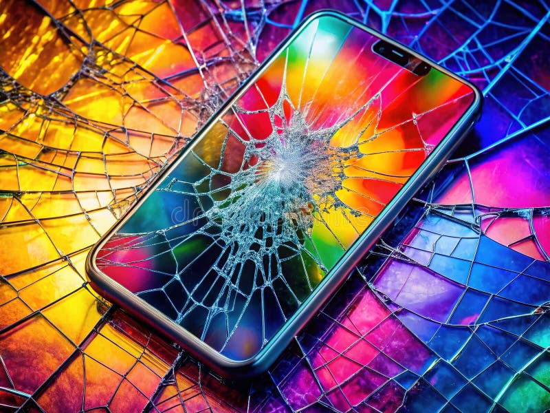 Stunning Abstract Closeup of a Cracked Smartphone Screen a Broken Glass ...
