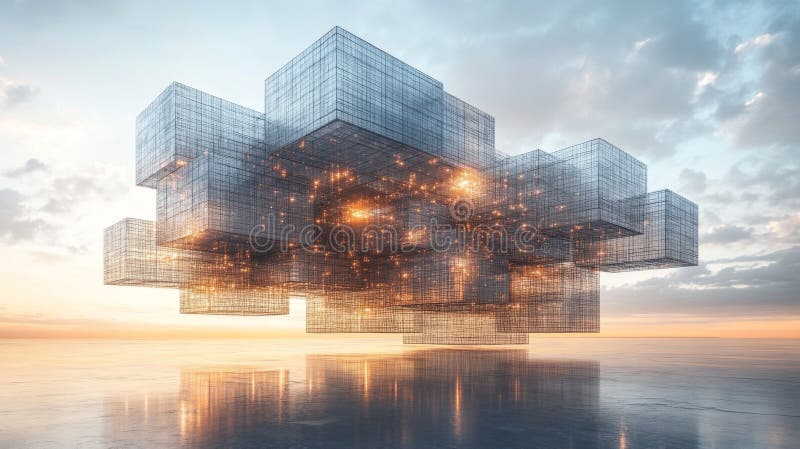 A Stunning Abstract Cloud Structure Made of Translucent Cubes ...