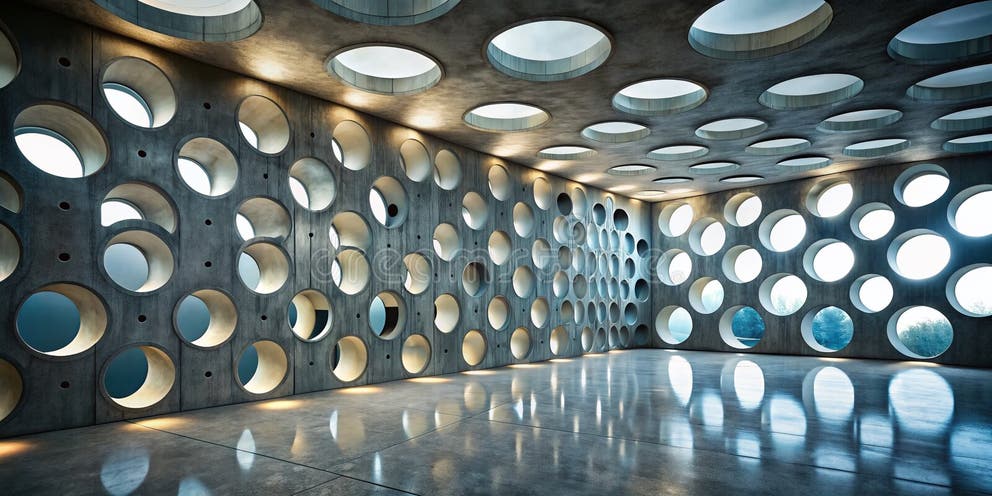 Stunning Abstract Concrete Interior Design Featuring Geometric Cutouts ...