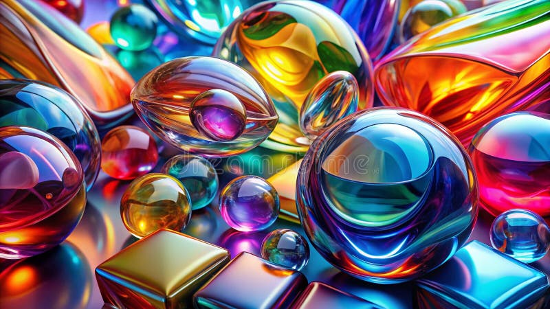 Stunning Abstract 3D Glass Objects Wallpaper Vibrant Geometric Design ...