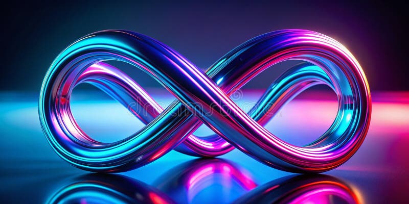 Stunning Abstract 3D Neon Blue and Pink Infinity Shape with Glossy ...