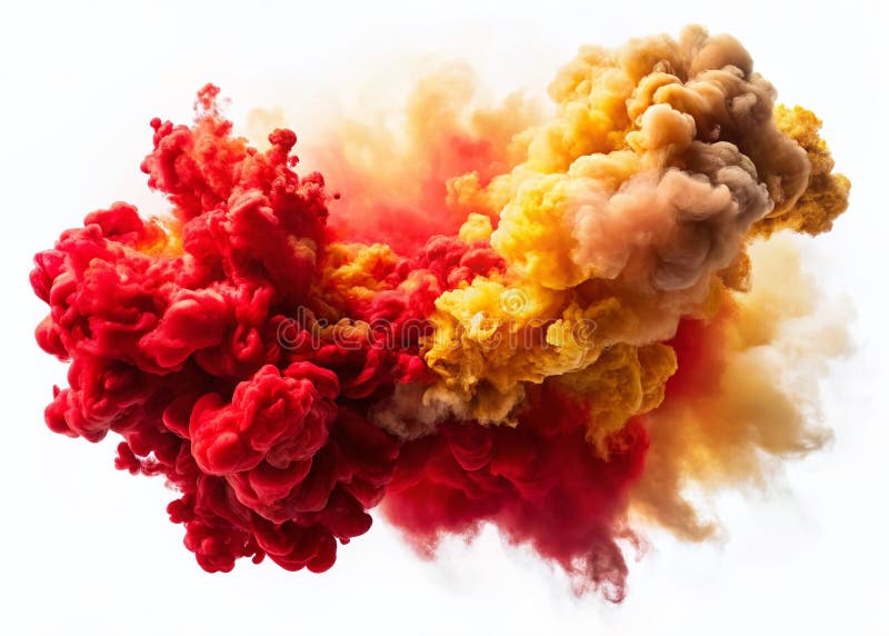 A Stunning Abstract Explosion of Red and Gold Smoke on a White ...