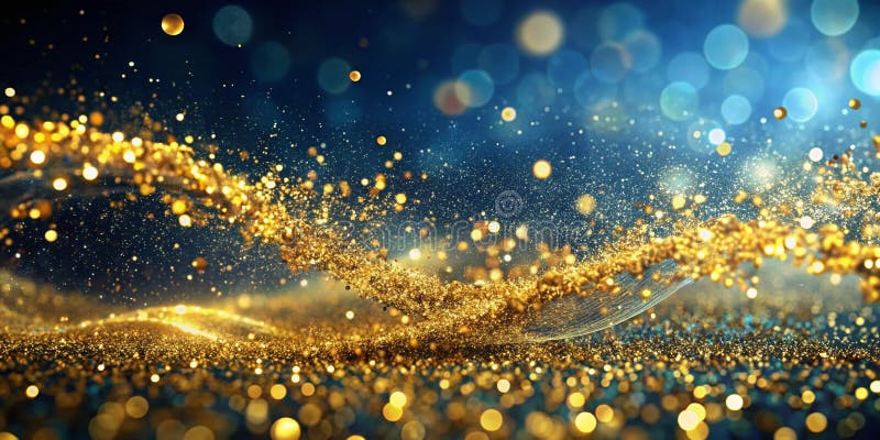 Stunning Abstract Gold Dust Falling on Vibrant Blue Background a ...