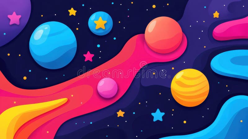 Stunning Abstract Gradient Planets Create a Captivating 2D Panoramic ...