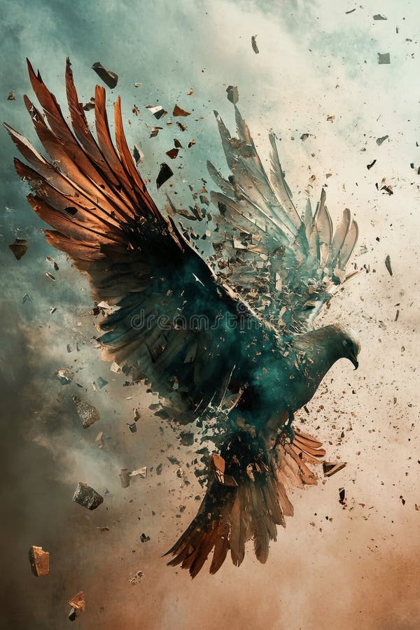 Stunning Abstract Image of a Bird in Flight with Shattered Elements ...