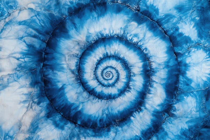 Abstract Blue Spiral Tie Dye Texture Shibori Fabric Background Stock ...