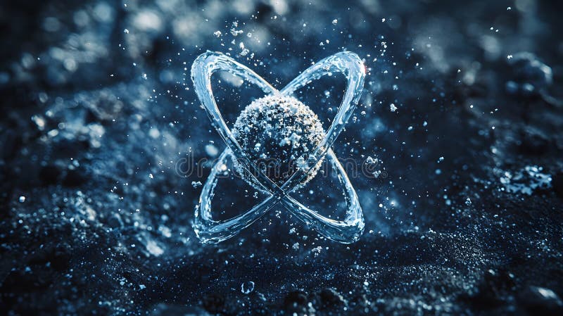 Abstract Water Atom Blue Liquid Orbiting Sphere Science Concept AI ...
