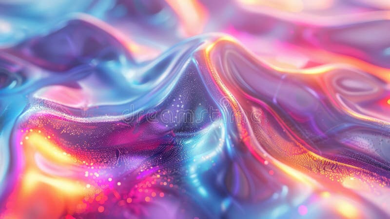 Iridescent Metallic Fluid Ripples - Abstract UV Holographic Texture ...