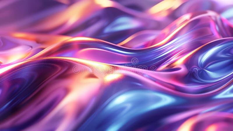 Iridescent Metallic Fluid Ripples - Abstract UV Holographic Texture ...