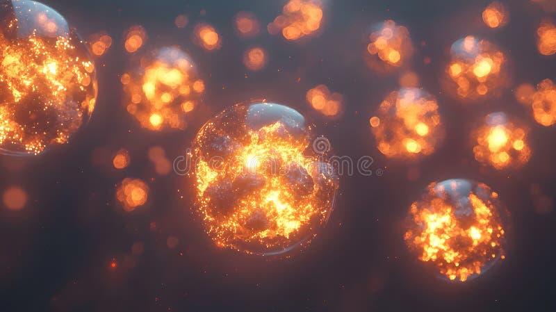 Fiery Orbs Abstract Background Glowing Energy Sparks and Light AI ...
