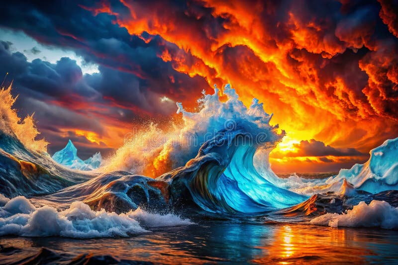 Stunning Abstract Image Fiery Ice Wave a Captivating Visual of ...